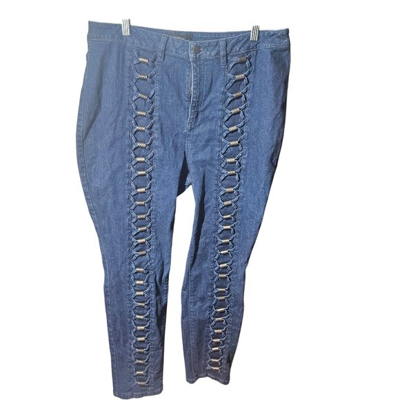 Ashro | Jeans | Ashro Womens Blue Denim Laceup Detail Jeans Size 6 With ...